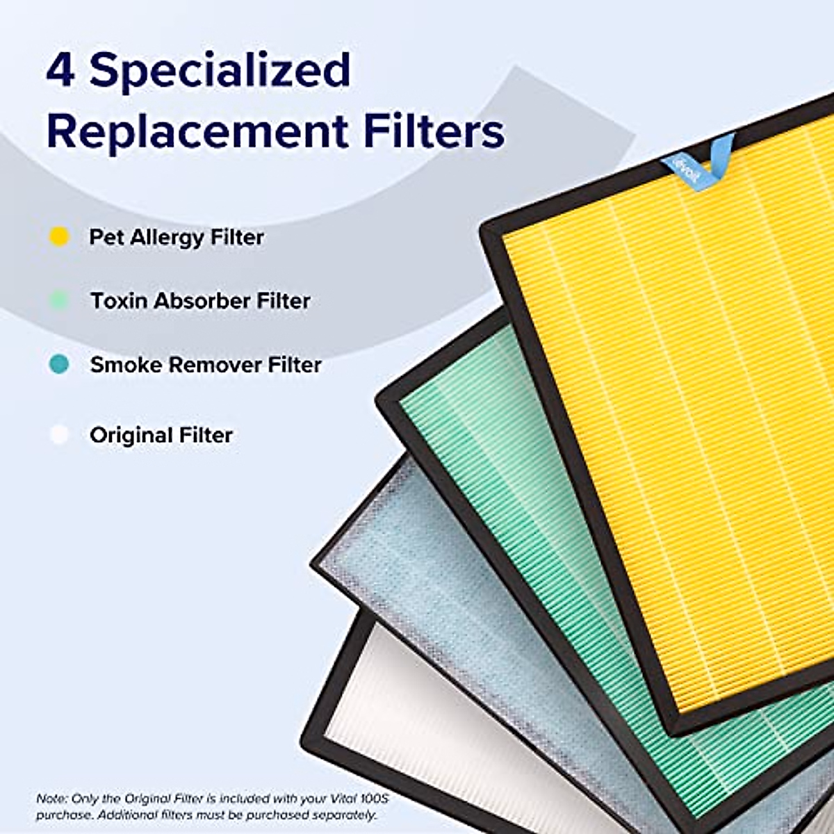 LEVOIT Air Purifiers for Home Large Room Bedroom Up to 1110 Ft² with Air Quality and Light Sensors, Smart WiFi, Washable Filters, HEPA Filter Captures Pet Hair, Allergies, Dust, Smoke, Vital 100S