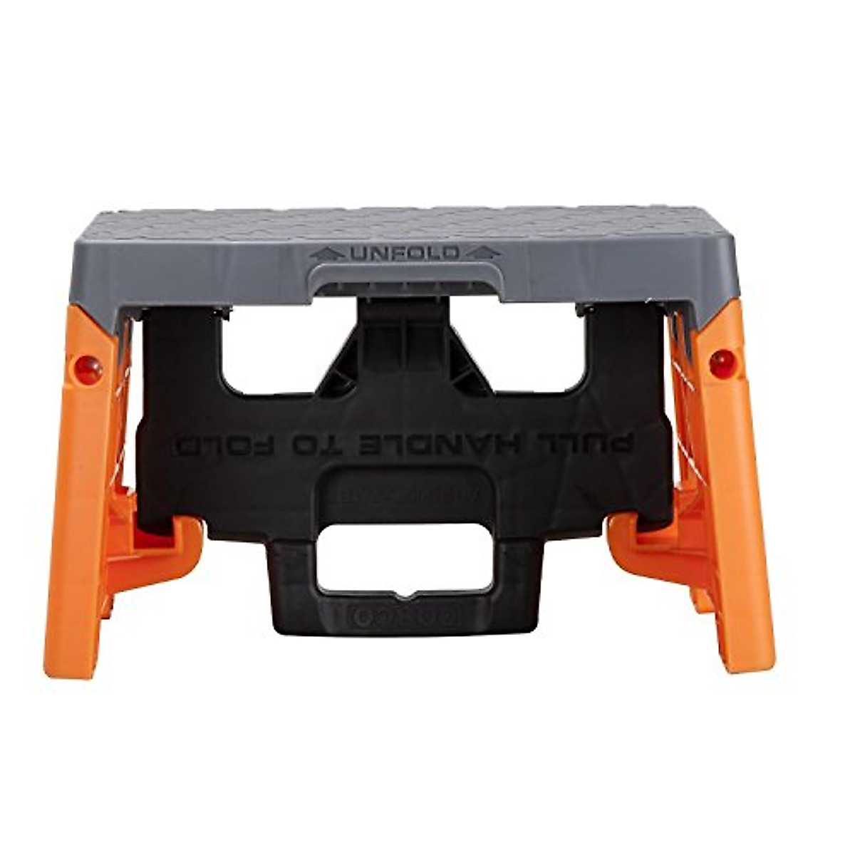 COSCO 1 Step Molded Folding Step Stool, Type 1A, Black, Orange, and Gray