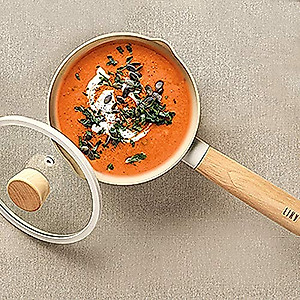 NEOFLAM FIKA Milk Pan for Stovetops and Induction | Wood Handle and Glass Lid | Made in Korea (6" / 1.5qt)