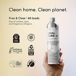 Dirty Labs | Scent Free | Bio Enzyme Liquid Laundry Detergent | 80 Loads (21.6 fl oz) | Hyper-Concentrated | High Efficiency & Standard Machine Washing | Nontoxic, Biodegradable | Stain & Odor Removal