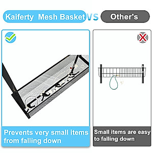 Kaiferty Over The Door Hooks Organizer,Over Door Hanger Towel Rack Mesh Basket with 12 Hooks,Back of Door Storage Organizer for Bedroom,Bathroom,Kitchen,Office(Black)