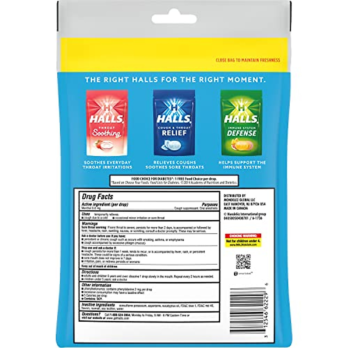 HALLS Relief Mountain Menthol Sugar Free Cough Drops, Economy Pack, 12 Bags of 70 Drops (840 Total Drops)