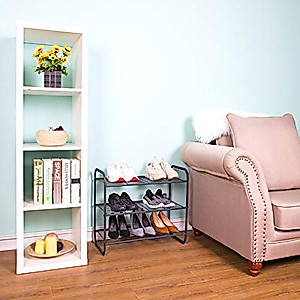 MAX Houser 3-Tier Metal Shoe Rack, Free Standing Shoe Storage Organizer, Wire Grid Shoe Tower for Closet Bedroom, Entryway, Gunmetal