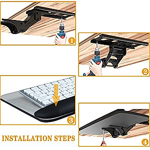 Keyboard Tray Under Desk, Adjustable 360 Ergonomic Slide-Out Keyboard Mouse Tray, Computer Table Keyboard Platform Drawer for Typing Workstation, 25.2" W x 9.5" D