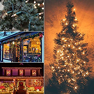Brightown Christmas String Lights with 100 Clear Bulbs on White Wire - UL Approved for Indoor Outdoor Use, 26.5 FT Waterproof Connectable Christmas Tree Lights for Party Holiday Patio Decorations