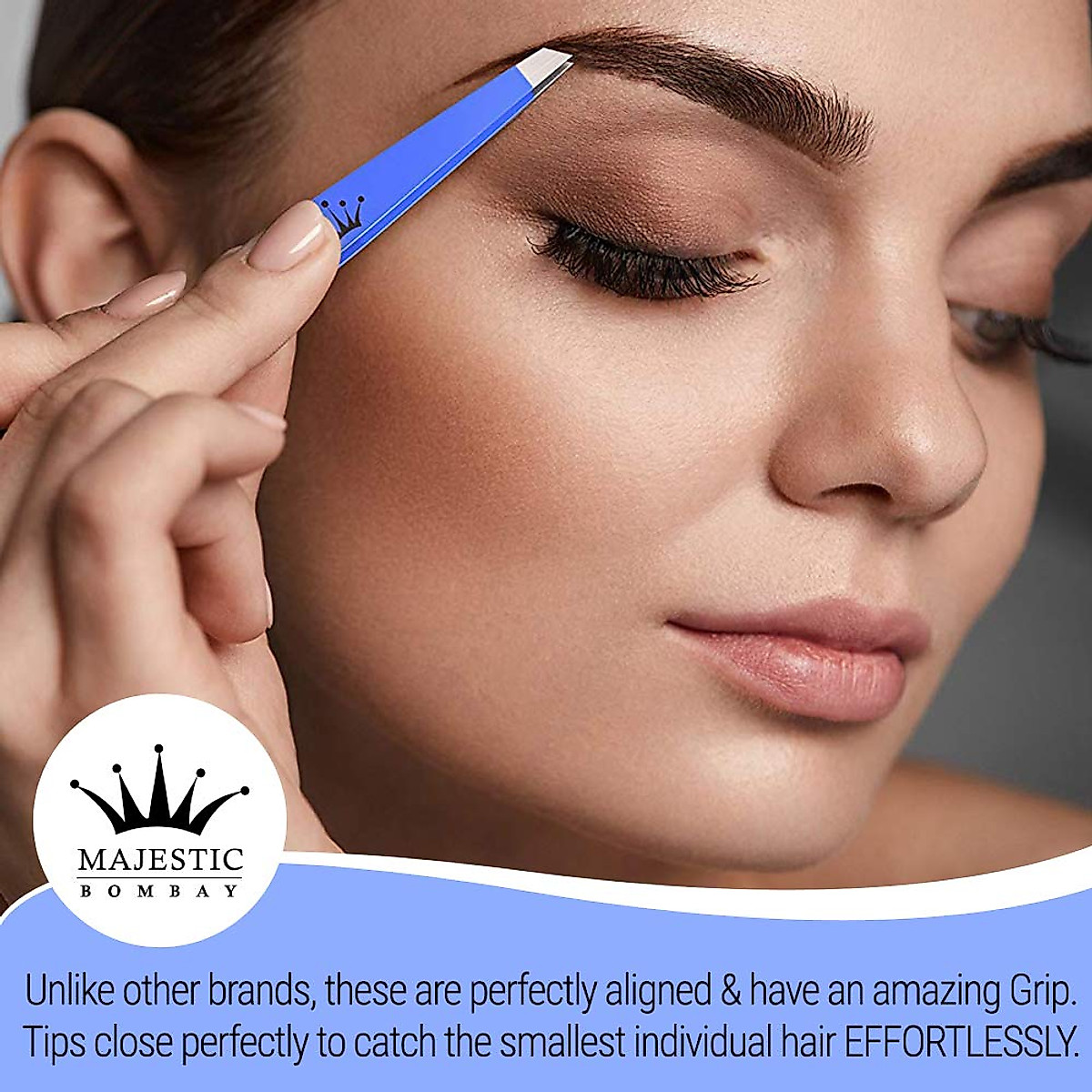 Majestic Bombay Slant Tweezers for Women and Men – Splinter Ticks, Facial, Eyebrows and Ingrown Hair Removal–Sharp, Needle Nose, Surgical Tweezers Precision best tweezers for chin hair and Plucking