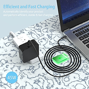 45W USB C Type Laptop Charger adapter fit for Lenovo Chromebook Thinkpad Yoga Series Asus ZenBook C302C C213 C214 C436 C523 ADP-45EW B UX390UA UX490 UX325 UX393 UX371 B9450FA B9450CEA, Black