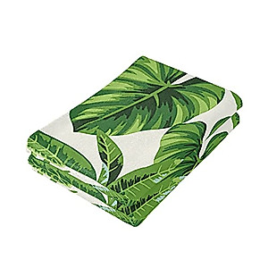 VKPSCHJ Palm Leaf Tropical Bath Hand Towels Summer Theme Green Fingertip Towels Set of 2 Bathroom Kitchen Decor Towel