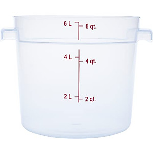 Carlisle FoodService Products CFS StorPlus Plastic Round Food Storage Container, 6 Quart, Clear, (Pack of 12)