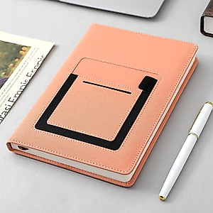 CAGIE Lined Journal Notebooks for Work A5 Business Notebook with Pen Holder, 224 Pages Notebook with Pockets, 5.7"x8.3" Inches, Pink