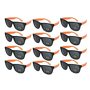 Edge I-Wear 12 Bulk 80s Neon Party Sunglasses for Adult Party Favors with CPSIA certified-Lead(Pb) Content Free (Orange, 54)