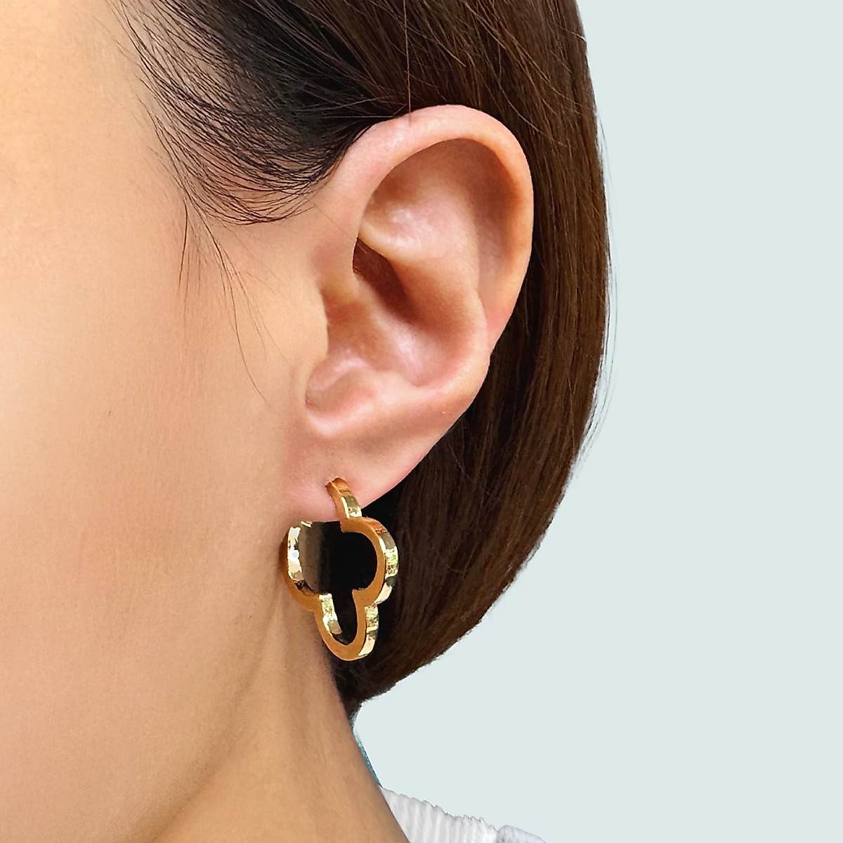 Clover Leaf Earrings, ETREM 14K Gold Plated Lucky Clover Earrrings for women & Girls (Made in Korea) Quality Cuff Earrings Huggie Stud Hoop Earrings for Women Nickel free