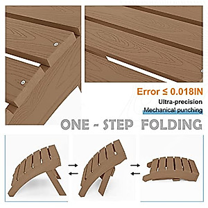 MXIMU Folding Adirondack Ottoman, Plastic Adirondack Footstool, Premium All Weather Ottoman for Adirondack Chairs, Wide Use in Backyard, Garden, Lawn, Porch, Poolside (Teak)