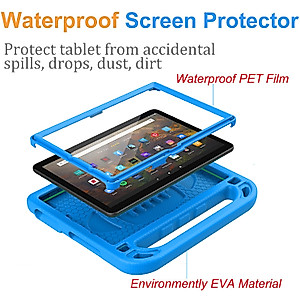 BMOUO Kids Case for Fire HD 10 Tablet (13th/11th Generation, 2023/2021) with Screen Protector, Shockproof Case for Amazon Fire HD 10 Tablet - Blue