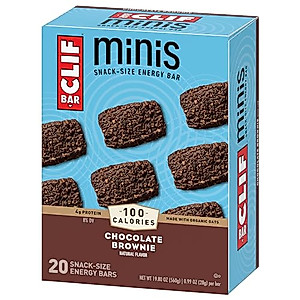 CLIF BAR Minis - Chocolate Brownie Flavor - Made with Organic Oats - 4g Protein - Non-GMO - Plant Based - Snack-Size Energy Bars - 0.99 oz. (20 Pack) - CASE
