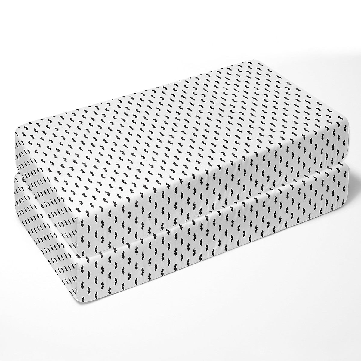 Bacati - 2 Pack Love/Aztec/Arrows/Hearts Silky Soft Breathable 100% Cotton Muslin Baby Crib Fitted Sheets - Fits Standard 28 x 52 x 5 Crib & Toddler Mattresses (Mustache, Black)