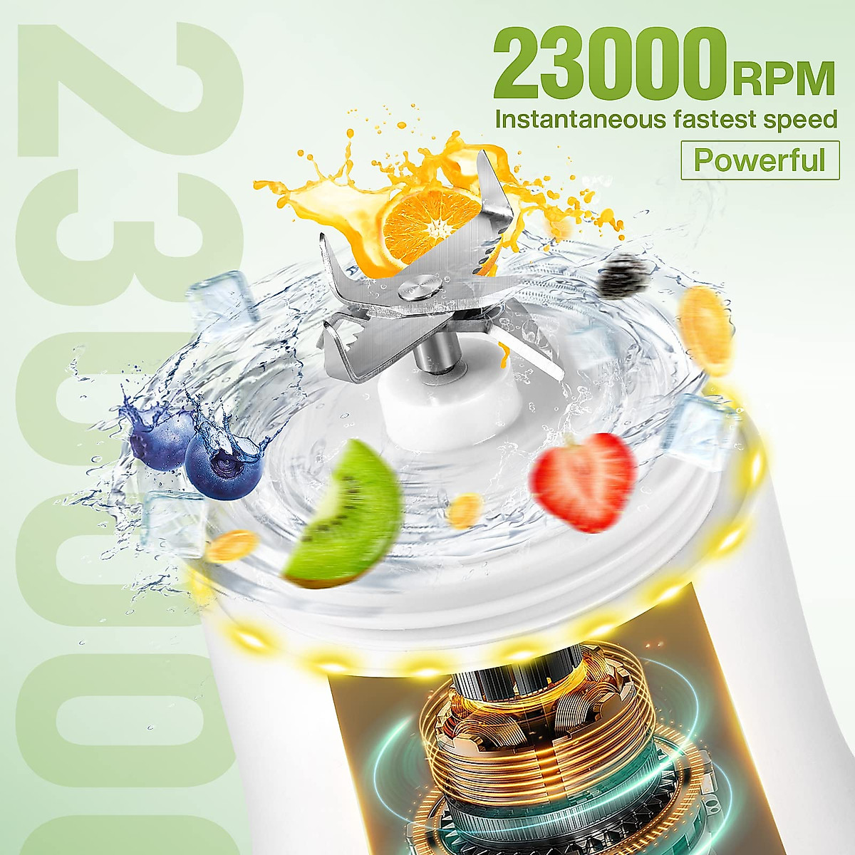 20 Oz Portable Blender for Shakes and Smoothies,4000mAh Electric Juicer, 270W Motor Smoothie Blender with BPA-Free & IP67 Waterproof, USB Fresh Juice Blender with 2 Mixing Modes for Travel, Gym, Rose