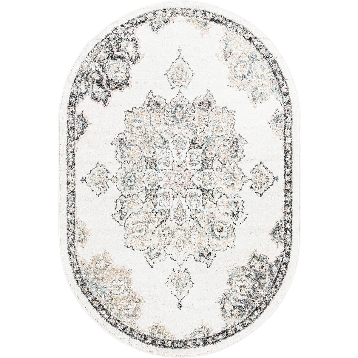 Unique Loom Parker Collection Area Rug - Kokulu (4' x 6' Oval, Ivory/ Beige)