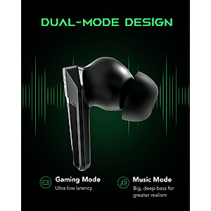 Black Shark Bluetooth Earbuds Wireless with 45ms Ultra-Low Latency, Gaming 5.2, Dual Modes, 10mm Driver, 35H Play Time, IPX4 Waterproof, Built-in Mic - Lucifer T1