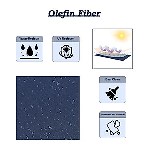 Aoodor Patio Bench Cushion Outdoor Olefin Fabric Slipcover Sponge Foam 46.5” x 17.7” x 3” - Dark Blue