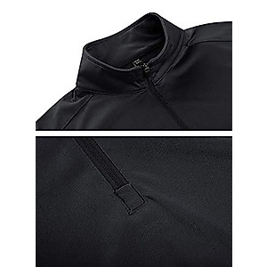 TACVASEN Men's Athletic Shirts Long Sleeve Workout Hiking Golf Polo Active Shirt Black XL