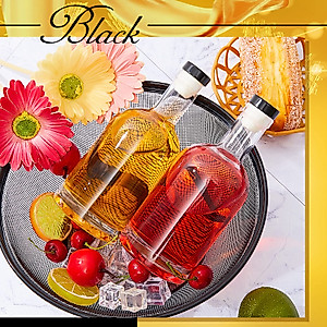 12 Pcs Clear Wine Bottles 12 oz Glass Liquor Bottles with T-top Caps Heavy Bottom Hot Sauce Bottles Home Brewing Glass Bottle Airtight Crew Bottle for Kombucha Beverages Juice Oils Drinks (Black)