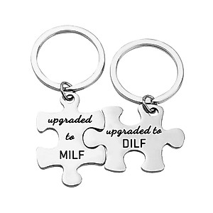 MAOFAED New Mom New Dad Gift Couple Gift New Parent Gift Ungraded To Dilf Ungraded To Milf Keychain Pregnancy Gift (ungraded dilf milf)