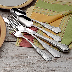 Liberty Tabletop Martha Washington 45-piece 18/10 Flatware Set for 8, Includes Serving Pieces Made in USA