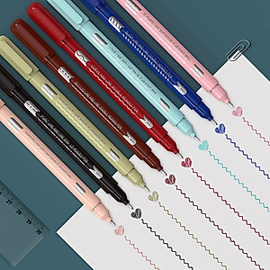 AECHY Colored Curve Pens, Dual Tip Pens with 6 Different Curve Shapes & 8 Colors Fine Tips, Planner Pens For Writing Journaling Note Taking Drawing Scrapbook Art School Supplies(Classic)