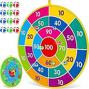 IJO Double Sided Dart Board 29 inch with 12 Sticky Balls-Boys Girls Toys-Indoor/Outdoor Target Game-Party Games for 3 4 5 6 7 8 9 10 11 12 Years Old Boys Girls Childrens