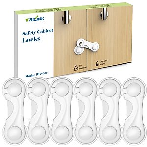 TRILINK Cabinet Locks for Babies 6 Pack, Baby Proofing Baby Safety Locks, Child Locks for Cabinets, Fridge Locks for Kids, Strong Adhesive No Drilling-Durable-Multifunctional for Furniture Kitchen