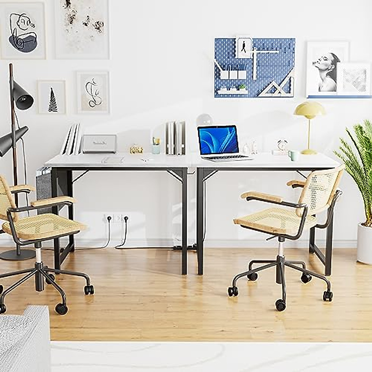 OLIXIS Small Computer Desk Home Office Modern Simple Style Table with Storage Bag & Headphone Hooks for Children Student Work Study Writing, 32 Inches, White