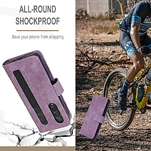 Simicoo Samsung Z Fold 5 PU Leather Flip Wallet Case with 2 Card Slots Pencil Holder Samsung Z Fold 5 Case with Folding Kickstand Strong Magnetic Full Cover Wallet Case (Purple)