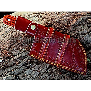 Handmade forged Carbon Steel butcher Serbian Cleaver Chopper Kitchen Chef Knife Pakka Wood Handle comes with Leather Sheath DW4095