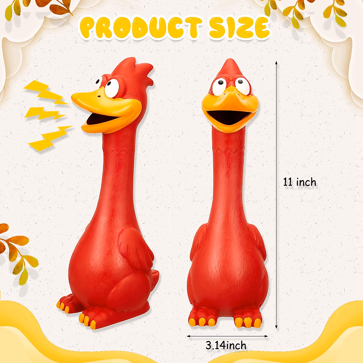 Hungdao 1 Pcs Horse Toys Latex Squeaky Squeeze Chicken Squeak Turkey Balls for Play Fake Screaming Chicken Toys for Horses Soccer Ball for Reduce Separation Anxiety Noise Maker (Red)