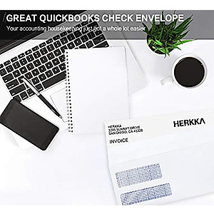 #9 Double Window Security Envelopes, HERKKA No.9 Double Window Business Envelopes Designed for Quickbooks Invoices and Business Statements - Number 9 Size 3 7/8 Inch X 8 7/8 Inch - 24 LB - 500 Count