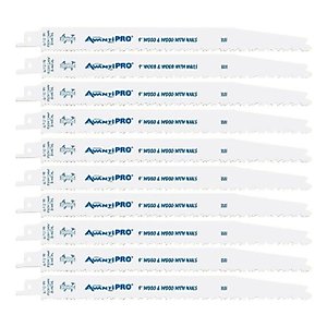 Avanti PS0912AW10 9-Inch 6/12 TPI Bi-Metal Reciprocating Saw Blades for Wood with Nails, 10-Pack