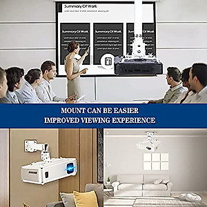 Projector Ceiling/Wall Mount White, Homcine Low Profile Universal Projector Holder/Bracket/Hanger Kit with Extendable Arm, Adjustable Height Pole Mount Drop Ceiling Quick Release For Epson Optoma Benq