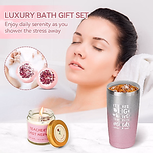 Best Teacher Appreciation Gifts for Women - Mothers Day Gifts & Unique Teacher Birthday Gift for Coworker - Personalized Inspirational Basket for Back to School - Stainless Steel Tumbler