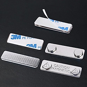 Magreen Strong Magnetic Name Badge Holders with Steel Back Plate, 24 Pack Name Tags/ID Badge Magnets, Fastener with Adhesive on Front Plate,Strength Neodymium Magnets