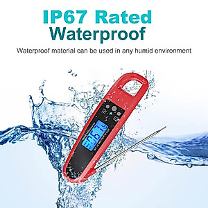 Hoseili Instant Read Meat Thermometer for Grill and Cooking. Best Waterproof Ultra Fast Thermometer with Backlight & Calibration. Digital Food Probe for Kitchen, Outdoor Grilling and BBQ,wen2