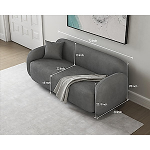 PaPaJet 3 Seater Sofa, Modern Couch with Soft Boucle Upholstered, Comfy Cloud Sofa Couch for Living Room Home Office Sherpa Grey Curved Couch