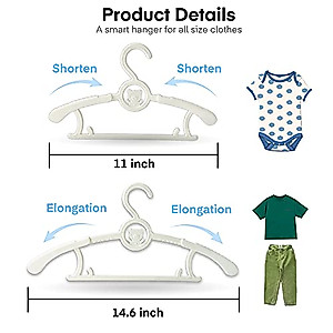 Baby Clothes Hangers, Adjustable Clothes Hangers for Infant and Baby- 10packs,, White