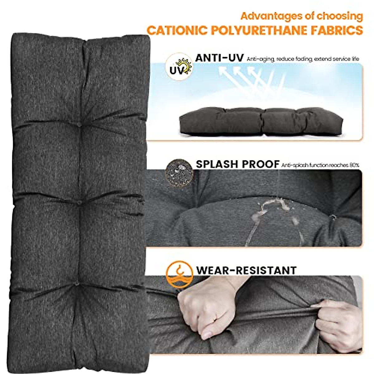 ROFIELTY Custom Outdoor/Indoor Bench Cushion,Bench Cushions_Piano Bench Cushion_Patio Furniture Cushions,Bench Cushions for Indoor/Outdoor Furniture