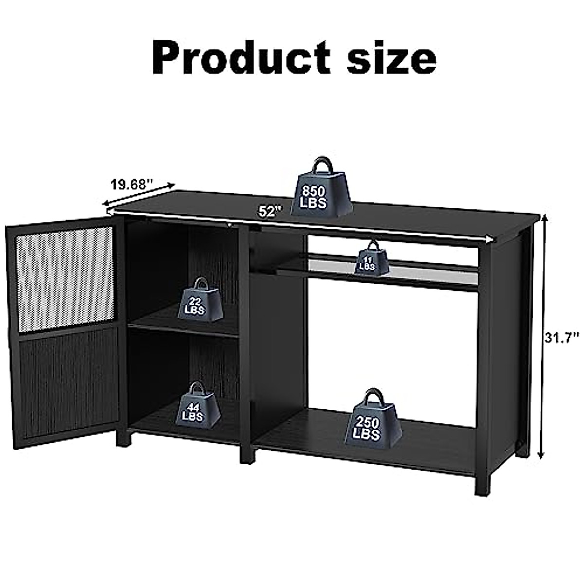 GDLF 55-75 Gallon Fish Tank Stand Heavy Duty Metal Aquarium Stand with Cabinet for Fish Tank Accessories Storage,52" L*19.68" W,850LBS Capacity