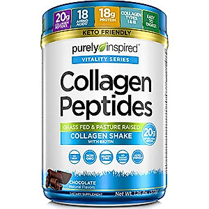Purely Inspired Collagen Powder Collagen Peptides Powder | Collagen Supplements for Women and Men | Collagen Protein Powder with Biotin | Keto Friendly & Non-GMO | Chocolate, 1.26 lbs (23 Servings)
