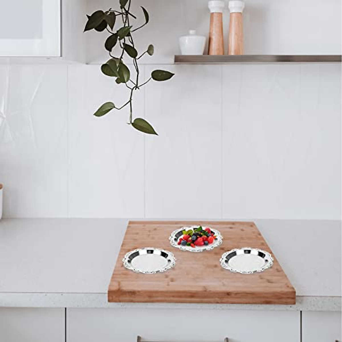 jojofuny 6pcs Food Dish Dishes Tray Snack Plate Home Trays Plates Silver Platter for Serving Appetizers Fruits Inch Supplies Mini Round Metal Candy Snacks Dessert Organizer Nut Appetizer