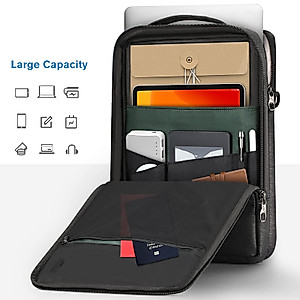 FINPAC 15.6-inch Laptop Shoulder Bag, Protective Computer Carrying Case Compatible with 16.2" MacBook Pro M4/M3/M2/M1, 15-16" MacBook Air/Pro, Surface Laptop/Book, 15.6" HP/Dell/Acer/Samsung, Black