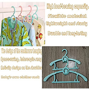 Baby Nursery Closet Hangers, 20pcs Slip Laundry Infant Pant Hangers for Newborn Clothes Kids Baby Hangers - 11"- 14" Adjustable Children Coat Hanger for Girl Boy Plastic Infant Hangers Cherry Powder