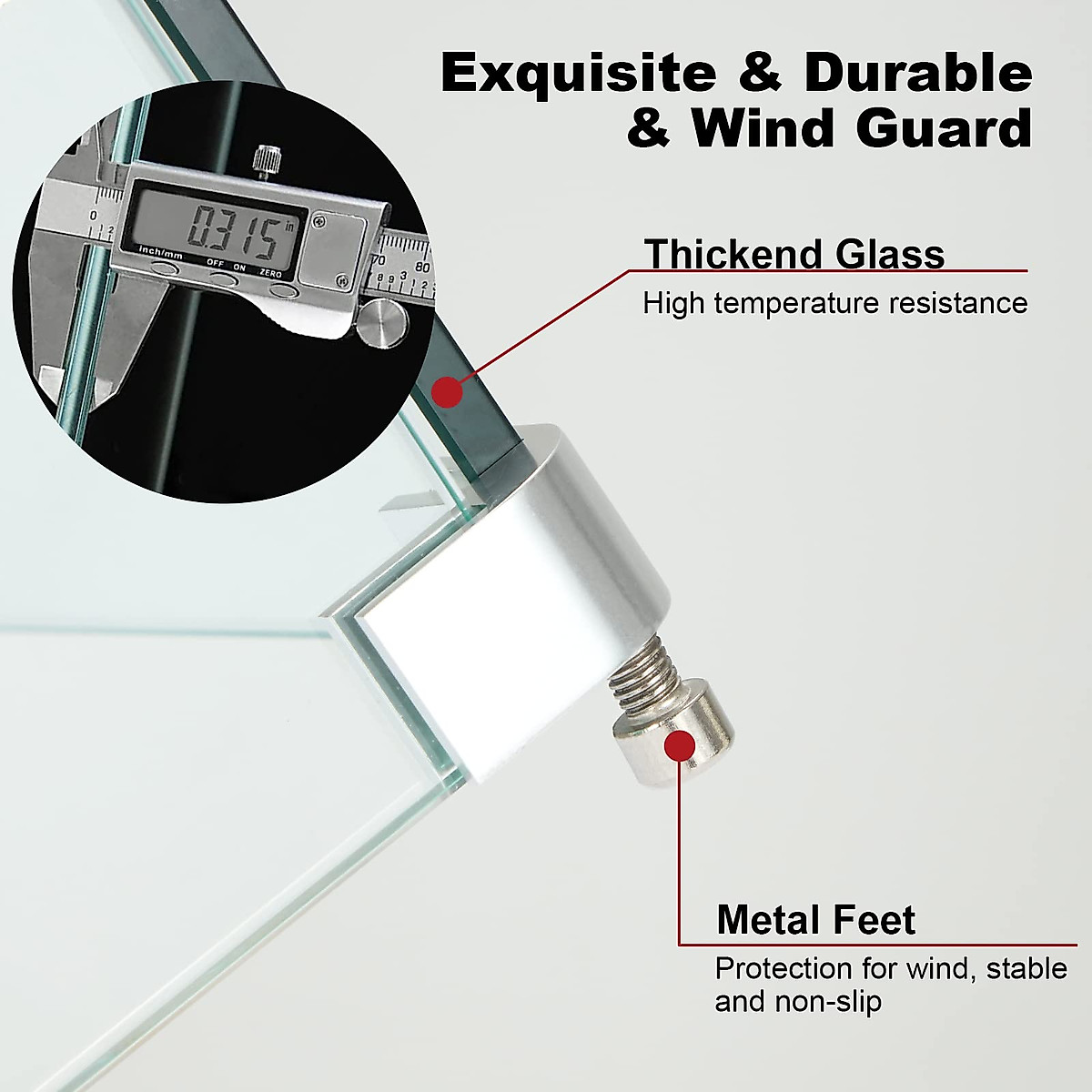 GYUTEI Fire Pit Wind Guard, 33"x 15"x 5" Fire Pit Glass Wind Guard 0.39 Inch Clear Tempered Glass Flame Shield with Hard Aluminum Corner Bracket for Rectangular Outdoor Fire Pit